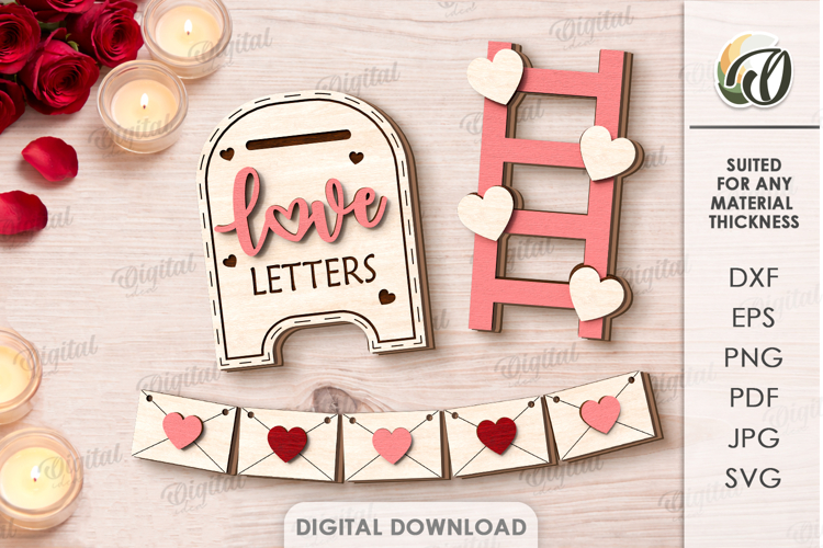 Valentine's Day Tiered Tray Decor Laser Cut. Wall (6447682)