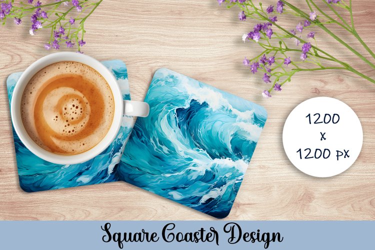 Sea Square Coaster Sublimation. Abstract Coaster (2998134)