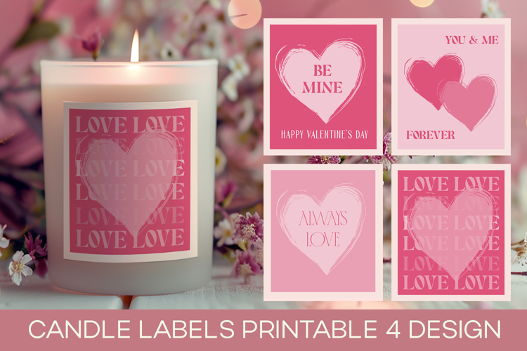 Valentine Candle Label Printable, Romantic Candle Label