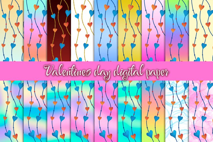 Valentines day digital paper bundle