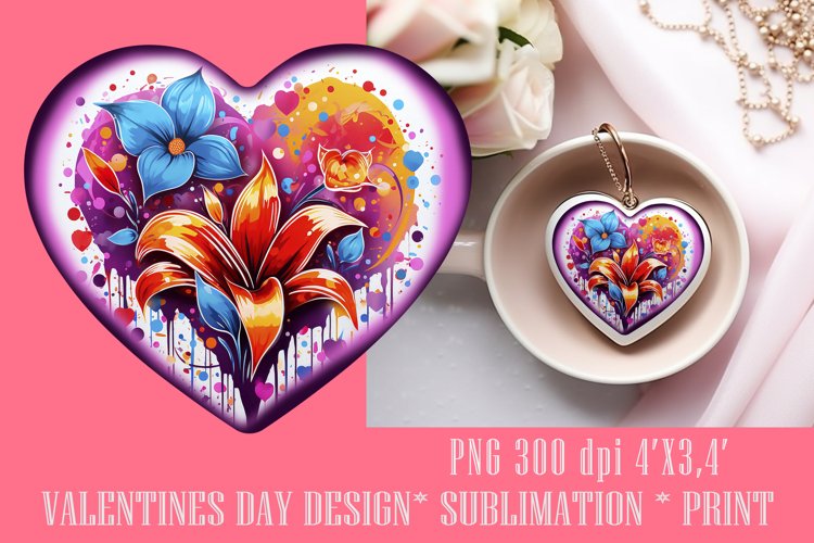 Valentines Day Sublimation Keychains PNG (3055025)