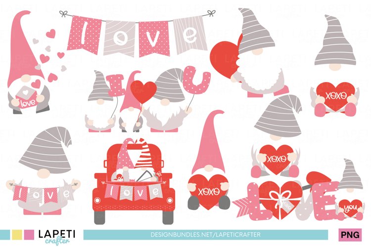 Valentine´s Day Gnomes Clipart| Digital stickers