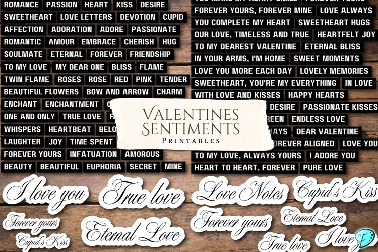 Valentines Sentiments Printables PNGs