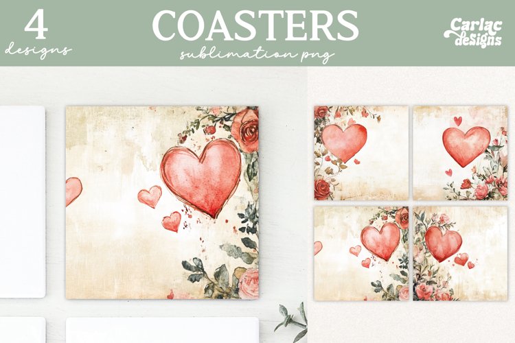 Valentines Square Coaster Sublimation Designs