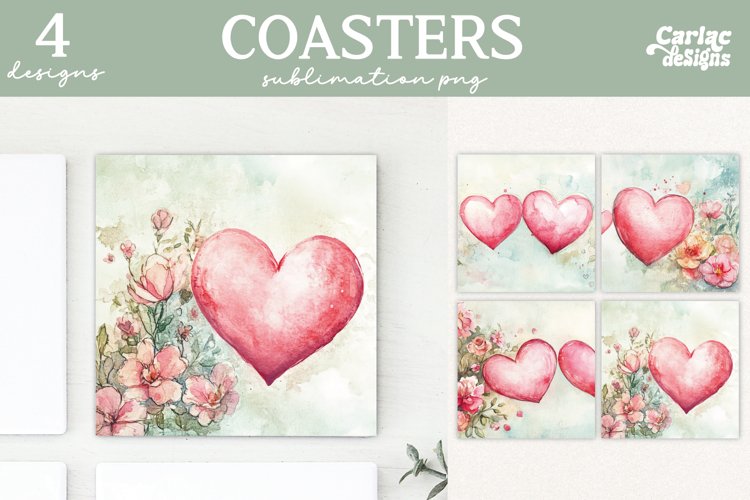 Valentines Square Coaster Sublimation Designs