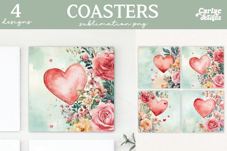 Valentines Square Coaster Sublimation Designs