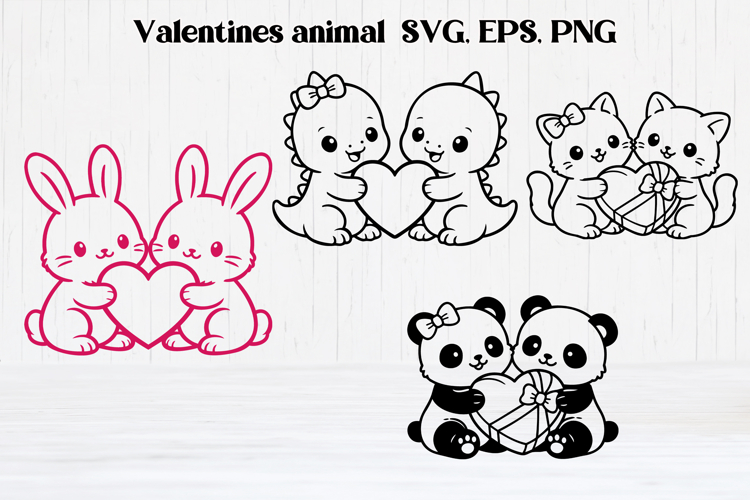 Valentine’s animal SVG design | Valentine’s silhouette SVG