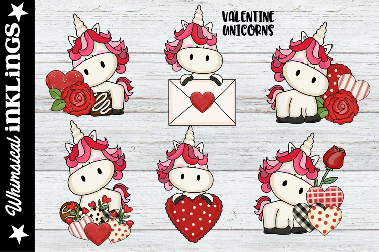Valentine Unicorns Sublimation Clipart