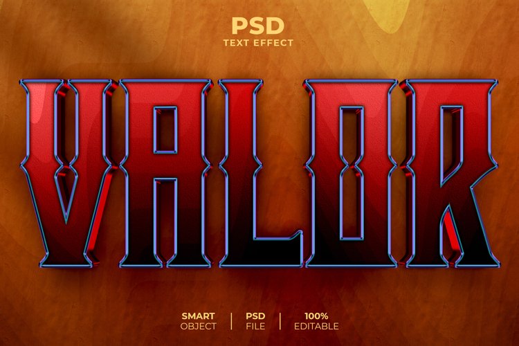 Valor 3D editable text effect