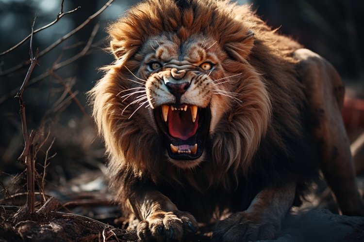 a angry lion showing his fangs (2709428)