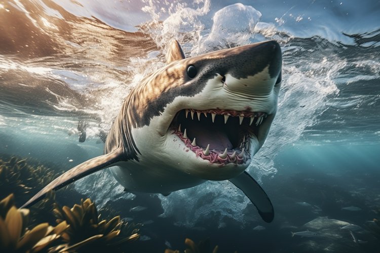 shark in the sea shows anger (2709431)