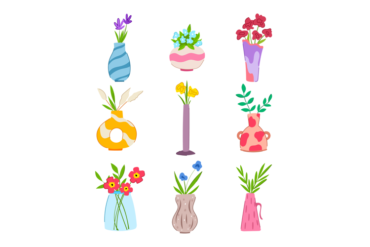 vase flower set cartoon (6570644)