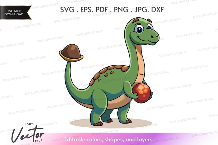 Playful dinosaur with sports equipment