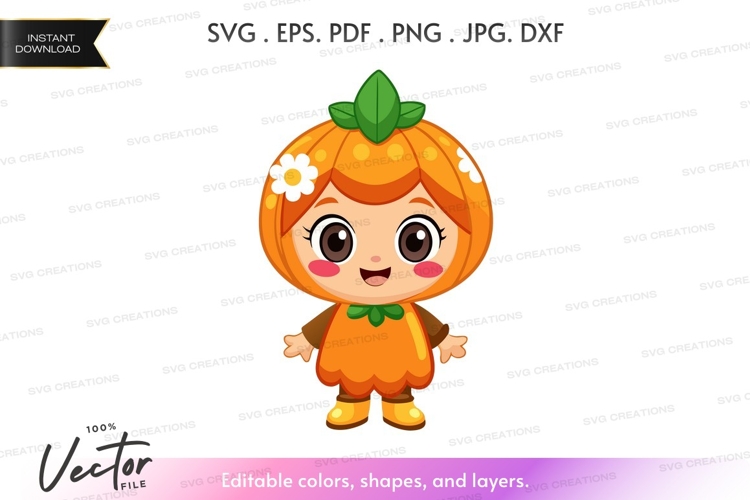 Pumpkin girl vector clipart