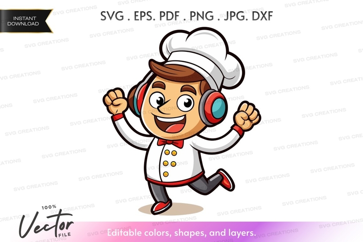 Chef with headphones - vector clipart