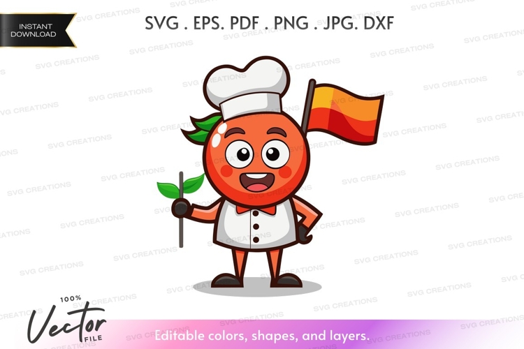 Chef tomato with spanish flag
