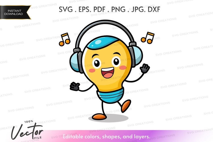 Dancing light bulb with headphones (6479793)