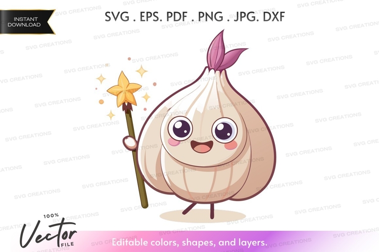 Magical garlic vector silhouette clipart