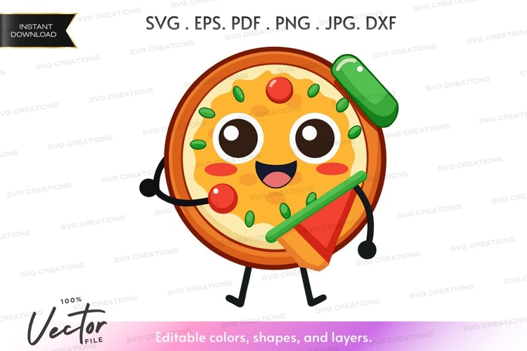 Happy pizza character (6514425)