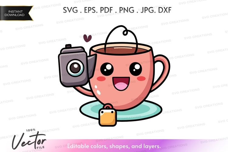 Kawaii tea cup selfie