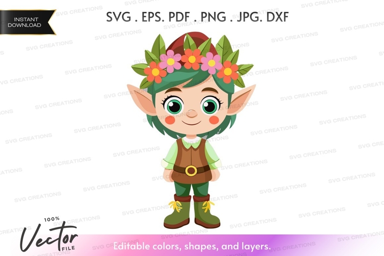 Happy elf with flower crown