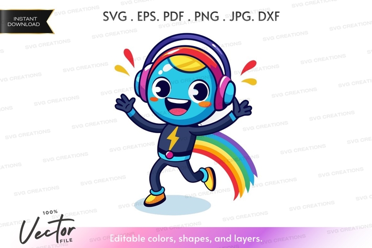 Happy music character