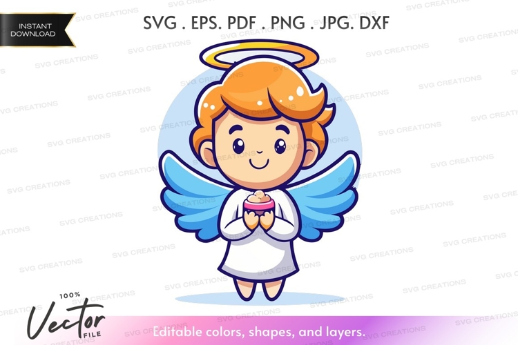 Cute angel vector silhouette
