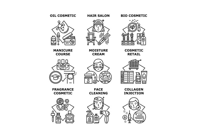 Cosmetic Retail Set Icons Vector Illustrations (1790850)
