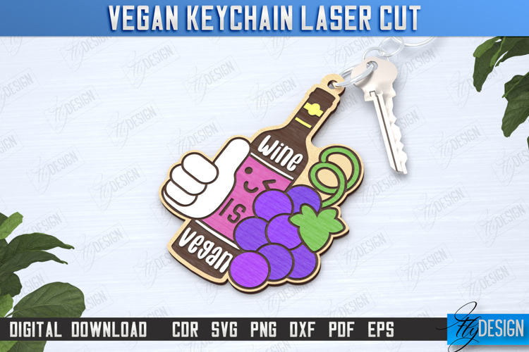 Vegan Keychain Laser Cut | Vegan Keyring | (5451978)