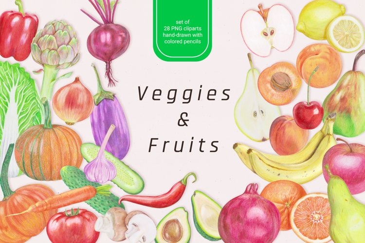 Vegetables and Fruits clipart set