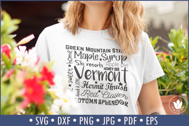 State of Vermont Cut File| Square Typography