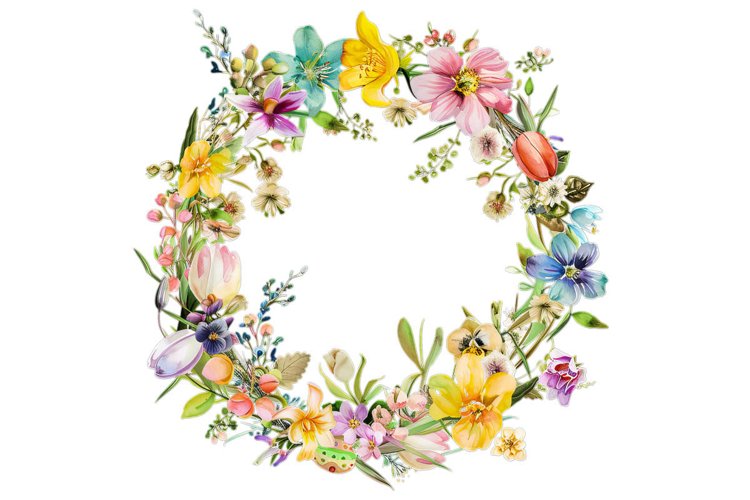 Spring Flowers Wreath Clipart PNG (3375735)