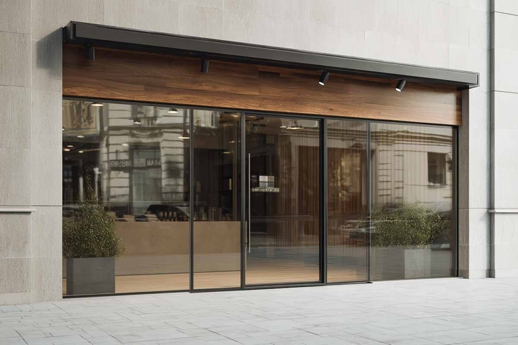 modern office building, empty glass front template (6552531)