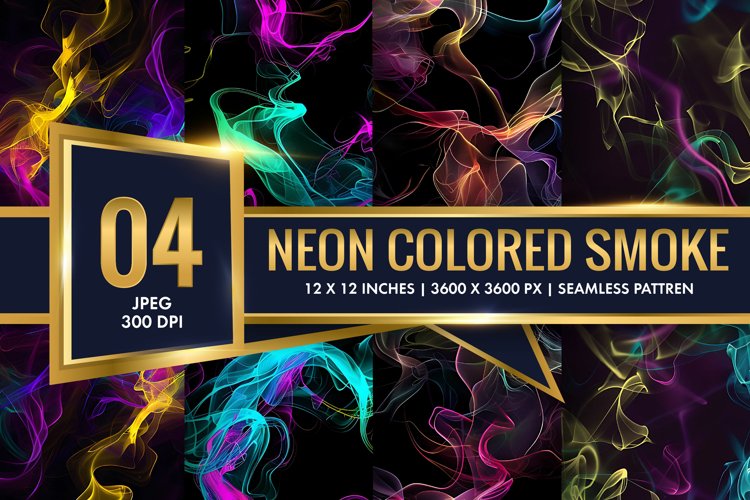 Vibrant Neon Colored Smoke Effect Patterns Digital (5063997)