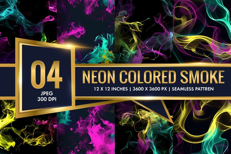 Vibrant Neon Colored Smoke Effect Patterns Digital (5064007)