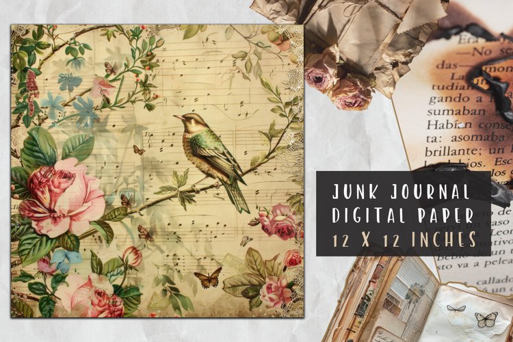 Vintage Flowers Junk Journal Scrapbook Paper (3896136)