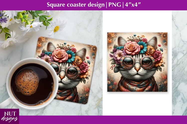 Square coaster sublimation design