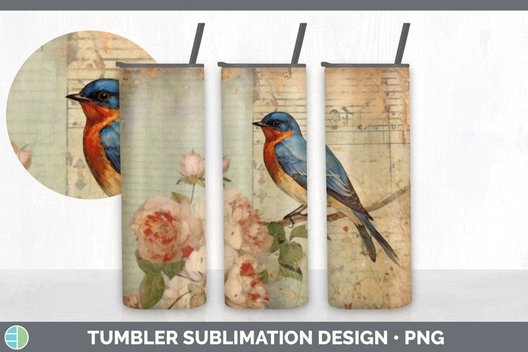 Vintage Barn Swallow Bird Tumbler | Sublimation 20 oz Skinny