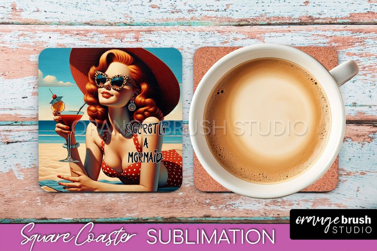 Pin Up Girl Coaster - Sarcastic Quote Beach Square (3872862)