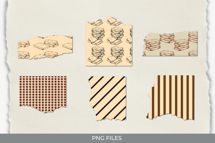 Vintage Book Seamless Pattern Torn Paper