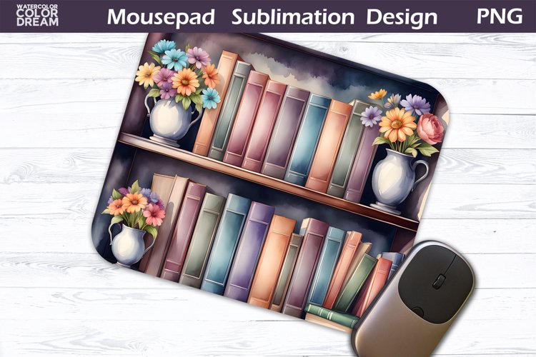 Flowers Books MousePad Sublimation | Book Lover Mouse Pad
