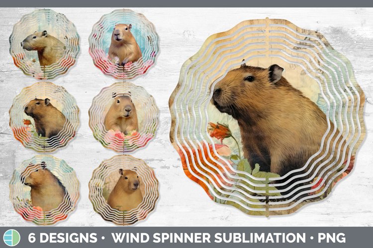 Vintage Capybara Wind Spinner | Sublimation Spinner Designs