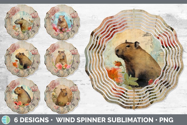 Vintage Capybara Wind Spinner | Sublimation Spinner Designs