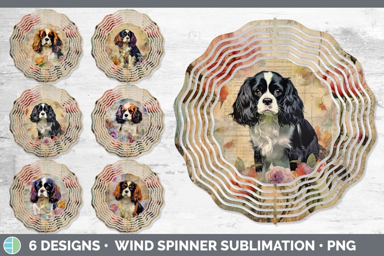 Vintage Cavalier King Charles Spaniel Dog Wind Spinner | Sub