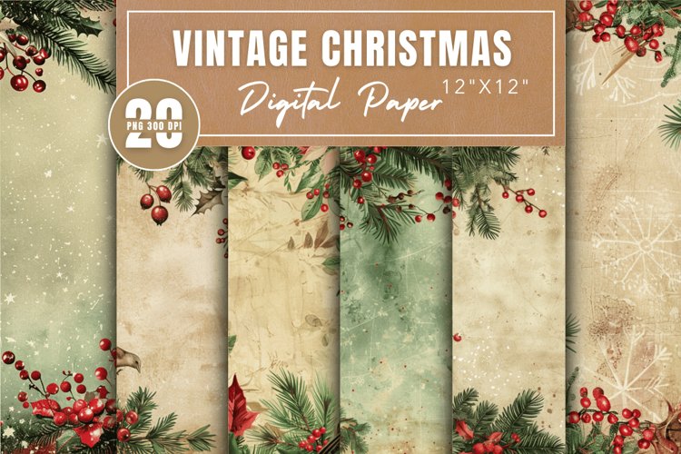 Vintage Christmas Digital Paper Bundle