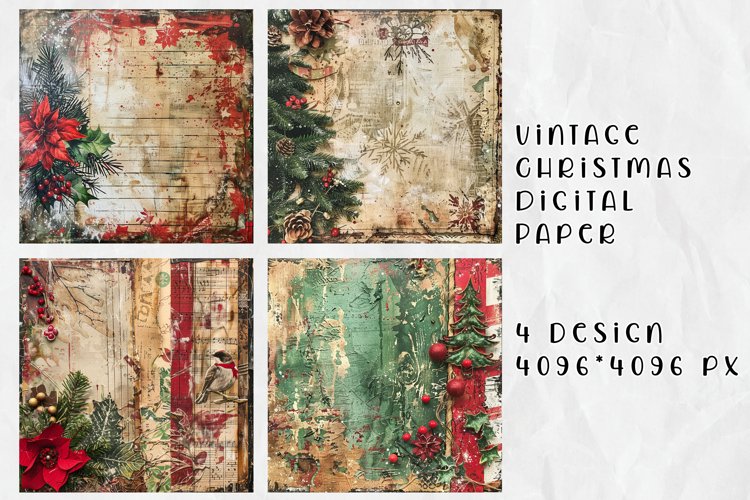 Vintage Christmas Junk Journal Scrapbook Paper (4323048)
