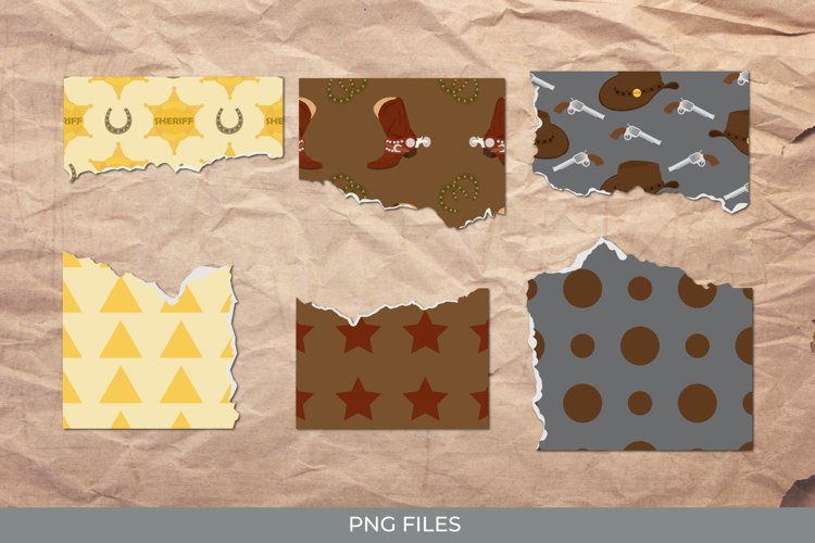 Vintage Cowboy Stuff Torn Paper