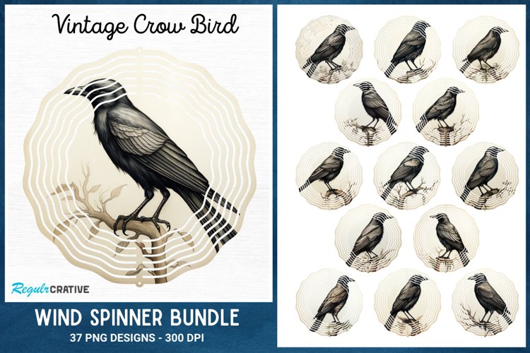 Vintage Crow Bird Wind Spinner Bundle