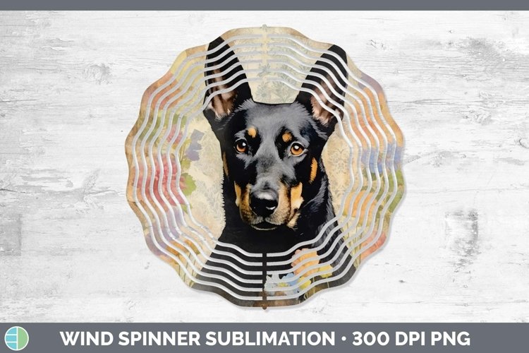 Vintage Decoupage Australian Kelpie Wind Spinner Sublimation