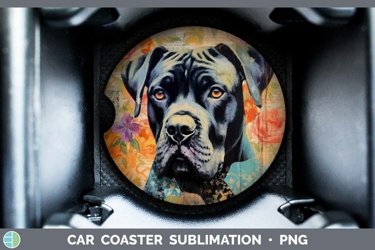 Vintage Decoupage Cane Corso Car Coaster Sublimation Coaster